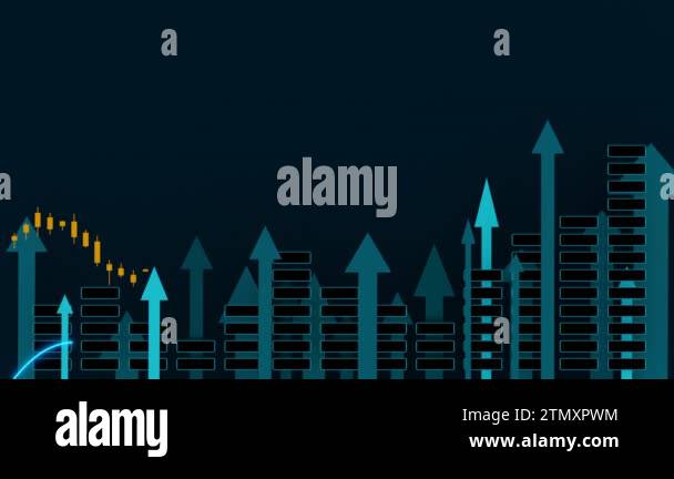 Rising chart and arrows. Bar graph and line moving up. Rising arrows ...