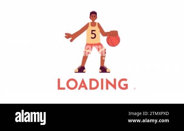 Animated basketball player loader. African american sportsman dribbling ...