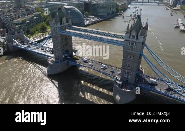 Aerial view of the Tower Bridge in London. One of Londons most famous ...