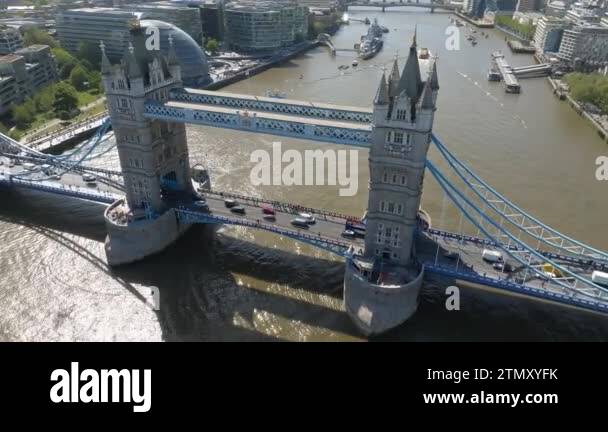 Aerial view of the Tower Bridge in London. One of Londons most famous ...