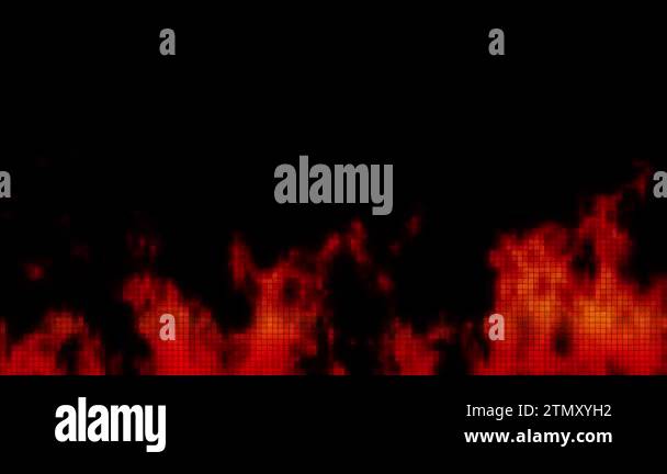 Pixel art flame isolated on black background. Bright Burning fire ...