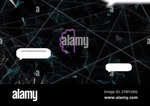 Animation of artificial intelligence text and data processing. Global ...