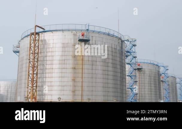 Oil storage tanks at the oil terminal. Tank farm storage chemical ...