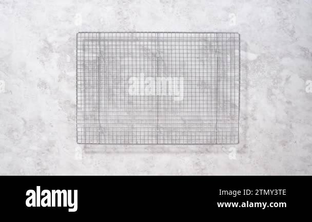 Flat lay. Step by step. Cooked bacon strips on a baking sheet with ...