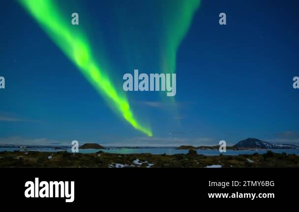Aurora Borealis, Northern Lights in Iceland, Myvatn Lake Night Time ...