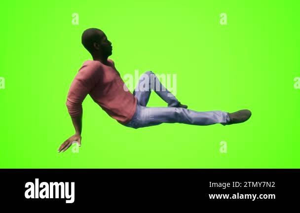 Young black father relaxing in park with children, realistic 3D people ...