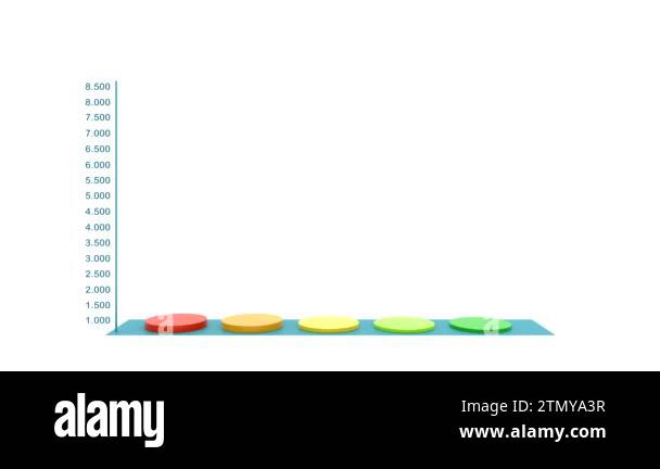 Colored bar chart with percentages signs and rising columns. Business ...