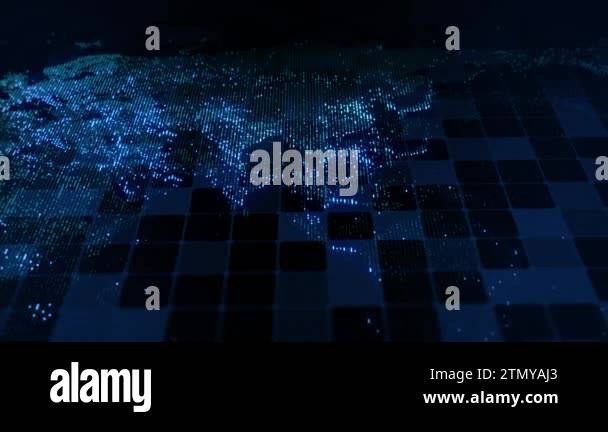 Slowly changing illumination of a digital map of the Earth. Movable ...