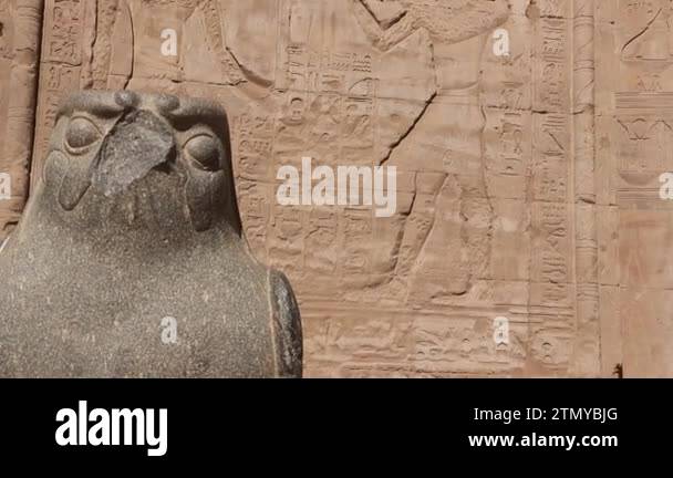 Ancient Egyptian granite statue of the falcon headed god at Edfu Temple ... Ancient Egyptian granite statue of the falcon headed god at Edfu Temple ...