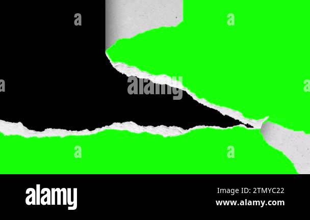 Torn paper transition effects with the green screen background Stock ...