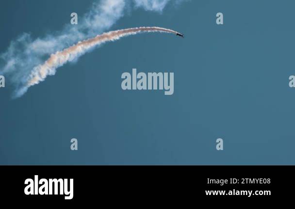 Private plane crash. A small plane during an aerobatic simulation ...