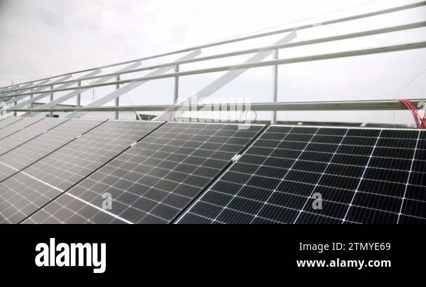 Surface of solar panels in daytime. Modern photovoltaic panels ...