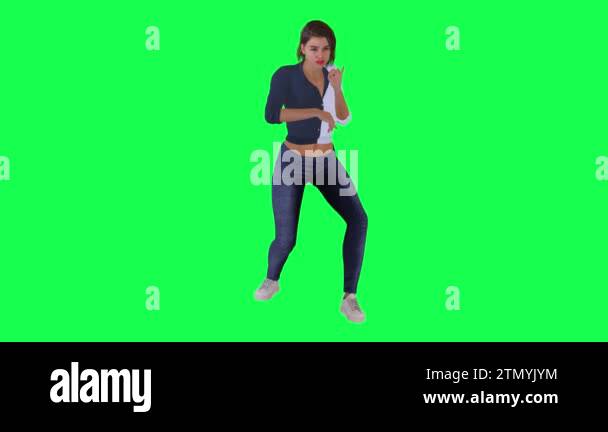 Female rapper performing freestyle in blue white dress, blue pants and ...
