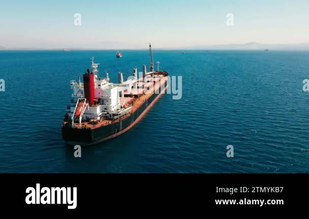 Bulk vessel for dry cargo in anchorage in sea waiting loading in ...