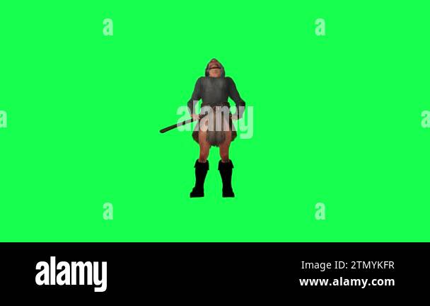 3d people in chroma key background isolated Early human warrior man ...