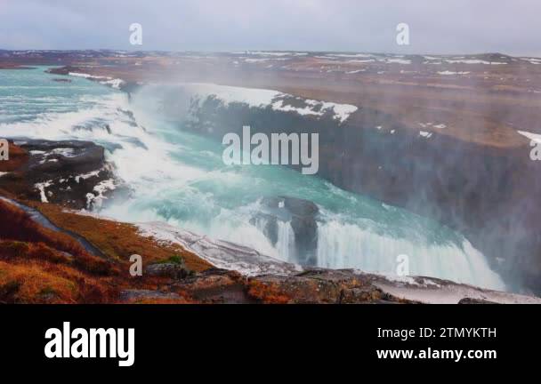 Gullfoss waterfall in reykjavik iceland, spectacular nordic landscape ...