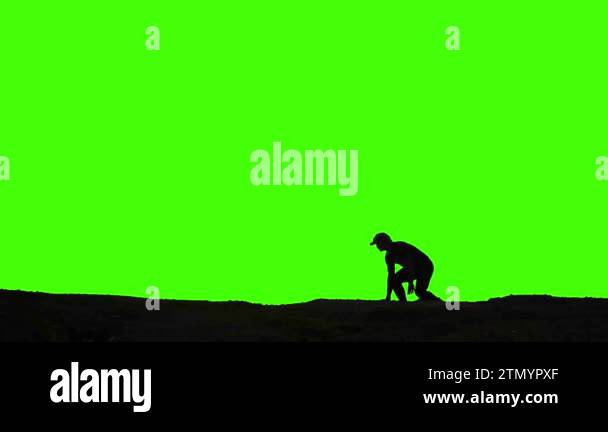 Silhouette man runner with green screen background Stock Video Footage ...