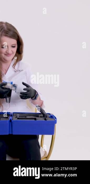 artex system Amanngirrbach dental articulator in hands of woman doctor ...
