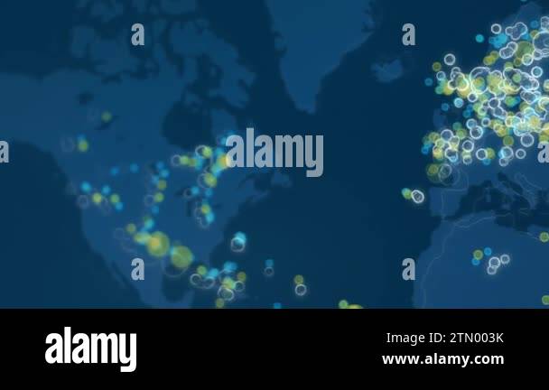 World map with different targets for cyber attack. Hacking and ...