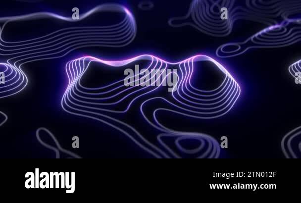 Animated outline topographic contour map. abstract cartography ...
