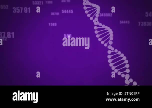 Animation of spinning dna structure and multiple changing numbers ...