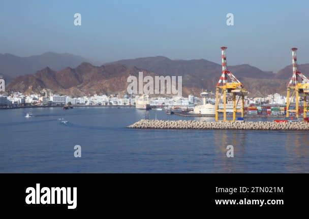 Seaport of Muscat, Oman, view from moving ship Stock Video Footage - Alamy