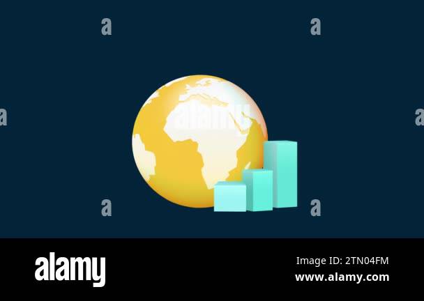 Global business, ladder curve around the earth. Mini world animation ...