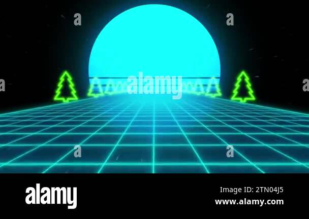 Trendy retro futuristic blue neon lights 3d road among deep space with ...