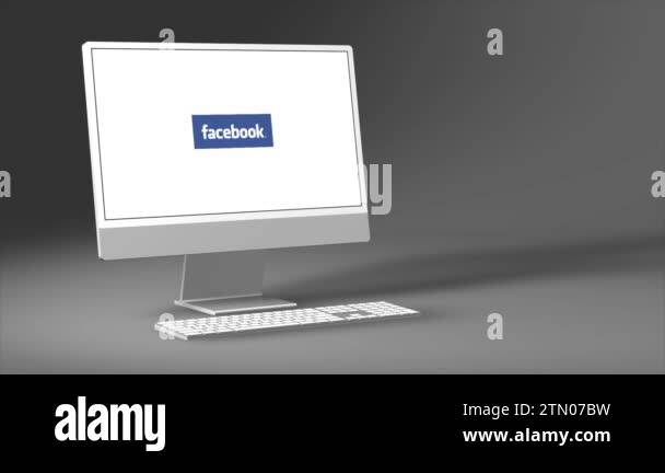 New York, USA - 1 May 2023: Facebook Logo on PC Screen Animation ...