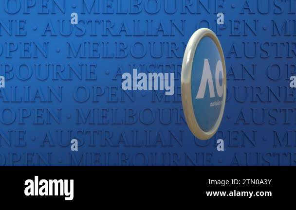 3D rotating badge with the logo of the Australian Open Grand Slam ...