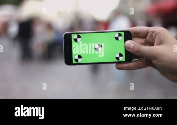 Smart Phone Held by Hand Green screen Chroma Key Tracking Motion ...