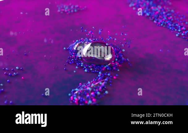 A metal bubble inflates on the floor and turns into a logo. Letter M ...