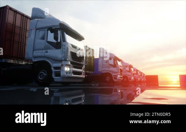 Truck in container depot, wharehouse, seaport. Cargo containers ...