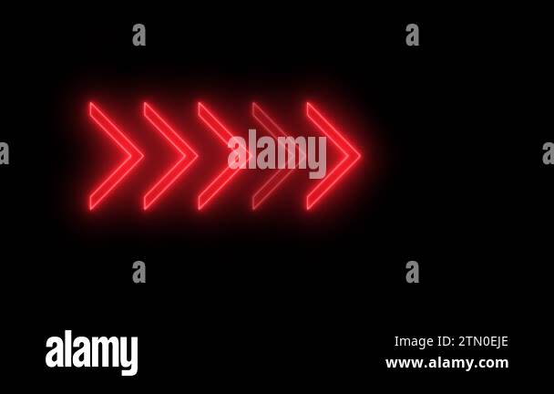 Video footage of glowing right neon red arrows looped neon lines abstract 4K Stock Video Footage ...