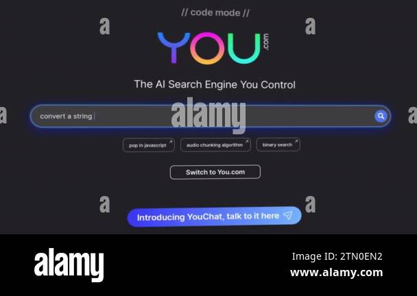 CHISINAU, MOLDOVA - APRIL, 2023: You - Artificial Intelligence AI search engine for helping with ...