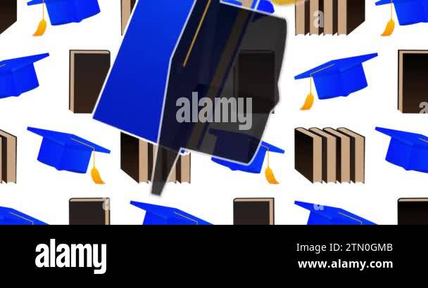 Graduation cap with books animation. Education concept video ...