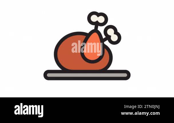 Roasted Chicken, Food and Drink animated icon on transparent background ...