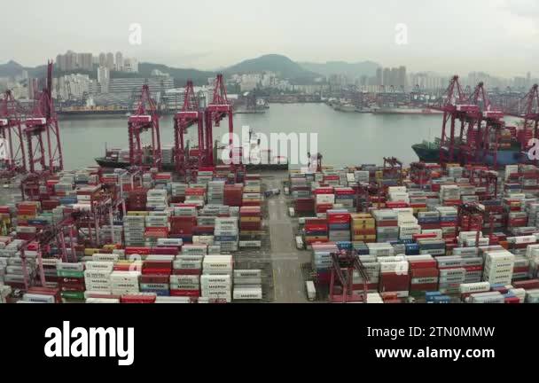 container cargo ship in export and import business and logistics ...