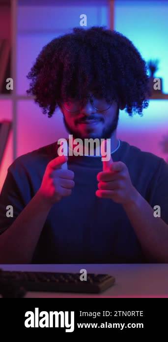 Vertical video. Hey sign. Confident man. Meme expression. Hipster gamer ...