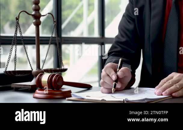 Lawyer, legal advisor, businessman explaining agreement details ...