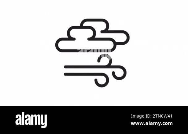 Windy and Cloudy, Weather animated icon on transparent background Stock ...