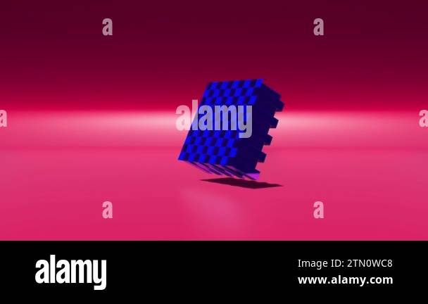Single rotating cube shape box 3d animation motion graphics. Geometric loopable animation ...