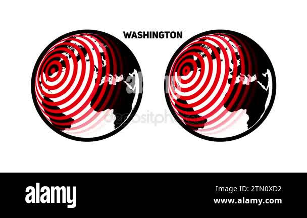 A rotating world with divergent and converging circles from the capital ...
