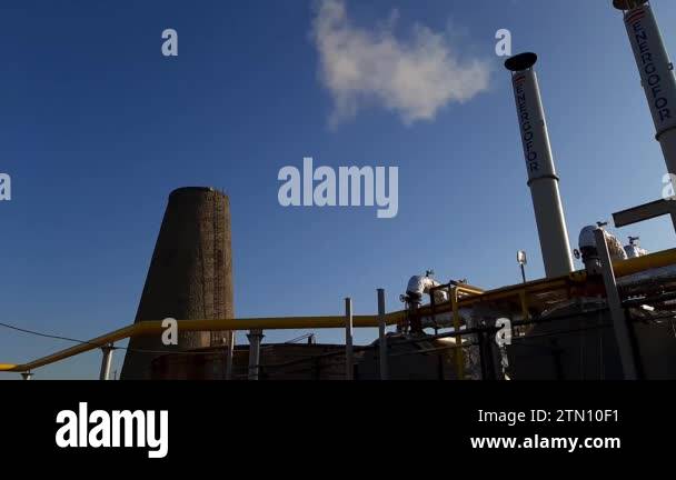 Bucharest, Romania - February 13, 2023: Temporary thermal power plant ...