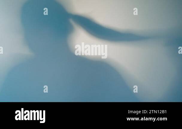 Shadow Blur of a horror man behind frosted glass. Blurred hand, body ...