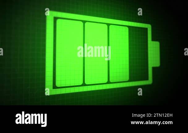 Looped animated background with charging battery icon acid-green color ... Looped animated background with charging battery icon acid-green color ...