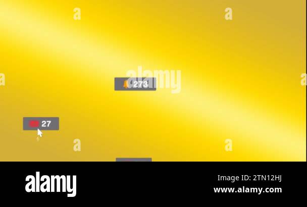 Animation of icons, changing numbers in message boxes against yellow ...