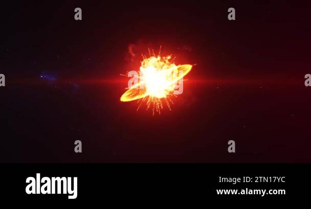 Explosion in space, particle explosion, light beam effect, galaxy ...