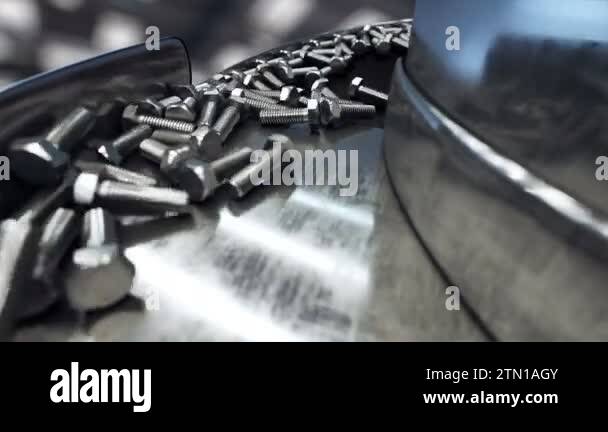 Process of production of bolts. Industrial concept. Factory equipment ...