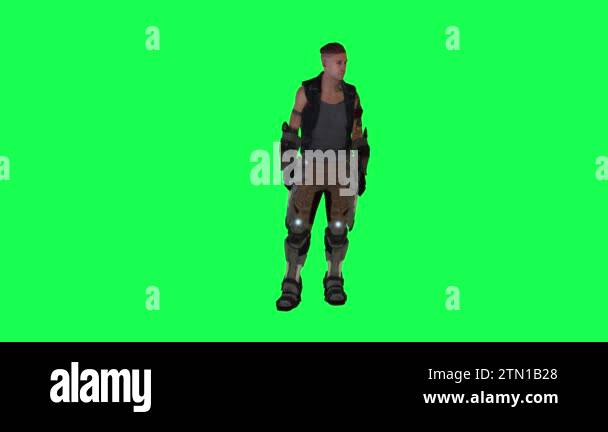 3d people in chroma key background isolated Space worker man in special ...